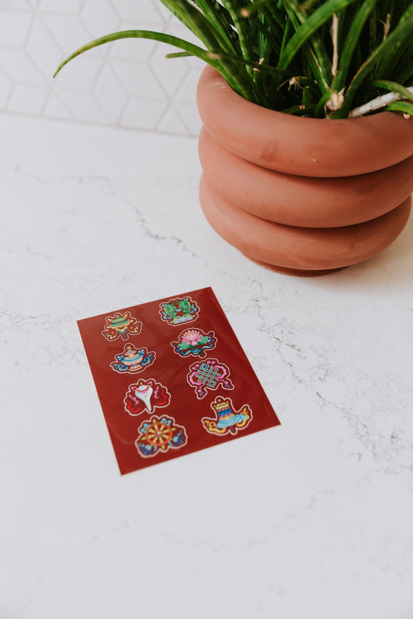 Eight Auspicious Symbols Sticker Sheet - DharmaShop