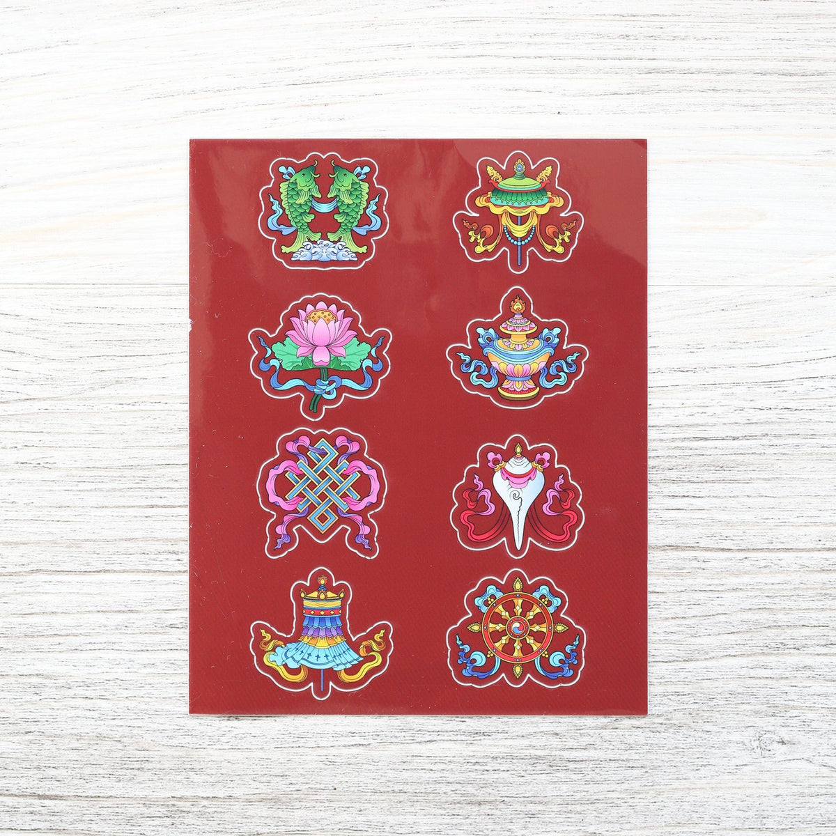 Eight Auspicious Symbols Sticker Sheet - DharmaShop