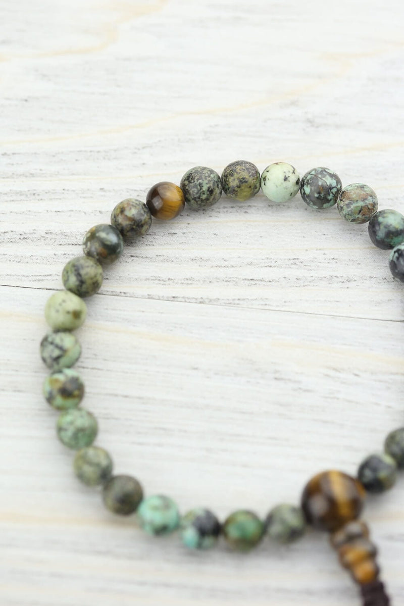 Inner Journey African Turquoise and Tiger Eye Wrist Mala - DharmaShop