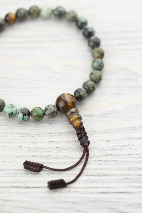 Inner Journey African Turquoise and Tiger Eye Wrist Mala - DharmaShop