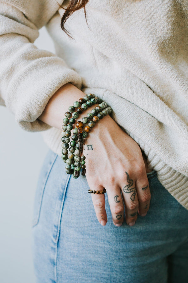Inner Journey African Turquoise and Tiger Eye Mala - DharmaShop