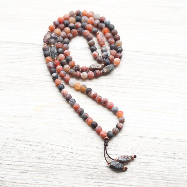 Tibetan Dragon Vein Agate Mala - DharmaShop