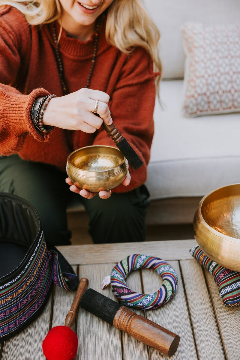 Authentic Hand-Hammered Tibetan Singing Bowl Set - DharmaShop