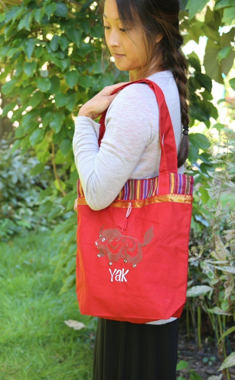 Red Yak Bag with Bhutanese Trim - DharmaShop