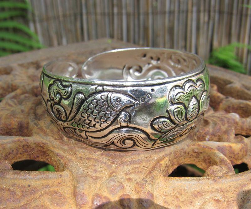 Fish and Lotus Cuff Bracelet - DharmaShop