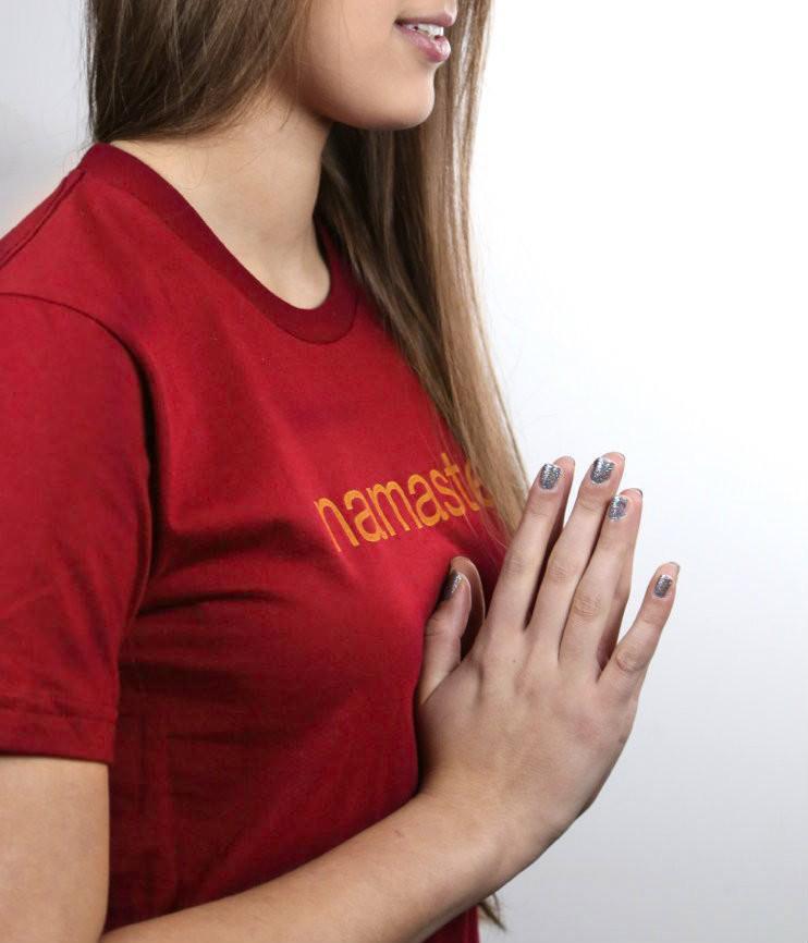 100% Cotton Red Namaste T Shirt - DharmaShop
