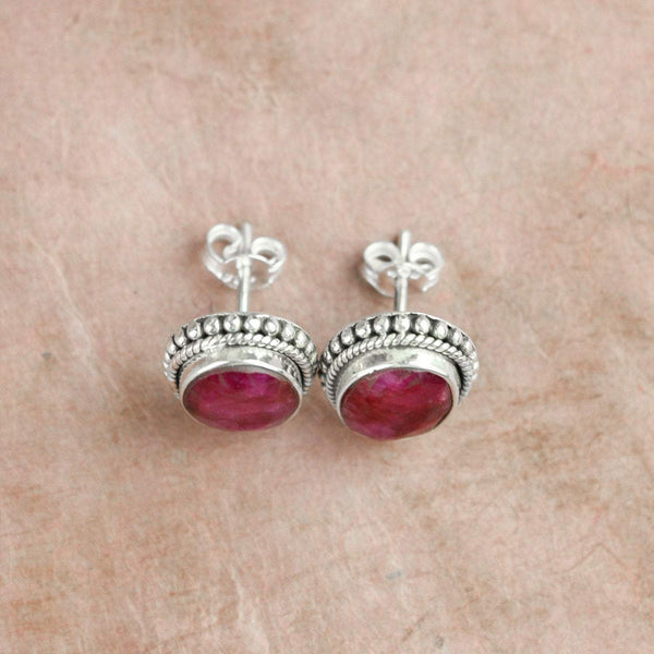 Faceted Ruby Post Earrings - DharmaShop