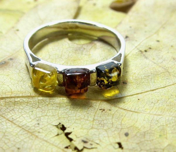 3 jewels small amber ring - DharmaShop