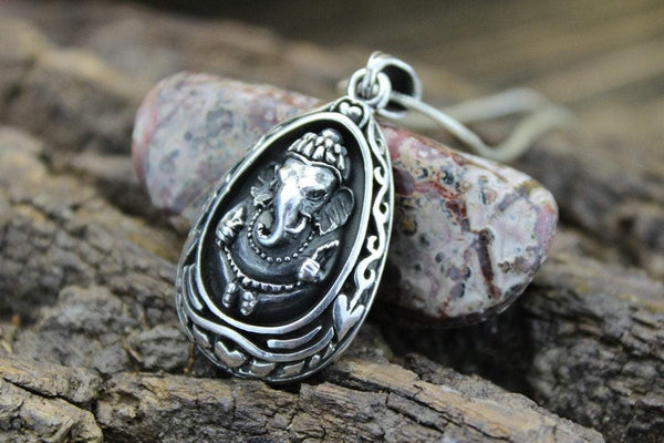 Solid Sterling Silver Ganesh Pendant - DharmaShop