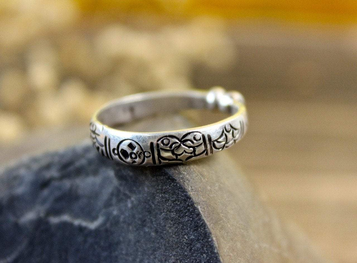 Sterling Silver 8 Auspicious Symbols Ring - DharmaShop