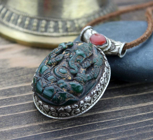 One of a Kind Jade Ganesh Pendant - DharmaShop