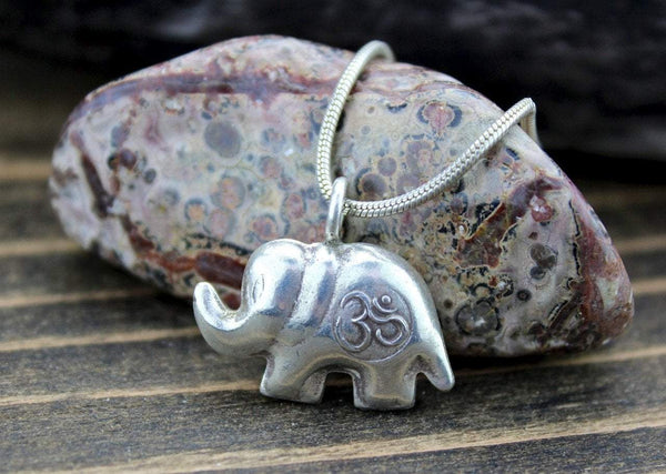Silver Elephant Om Pendant - DharmaShop
