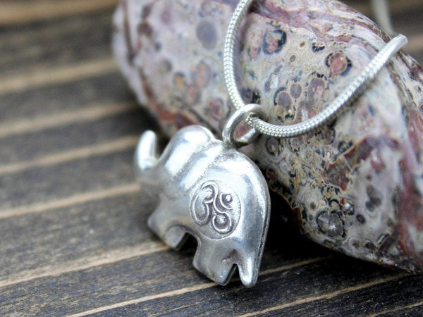 Silver Elephant Om Pendant - DharmaShop