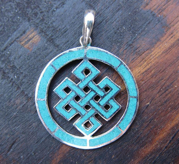 Turquoise Eternal Knot Pendant - DharmaShop