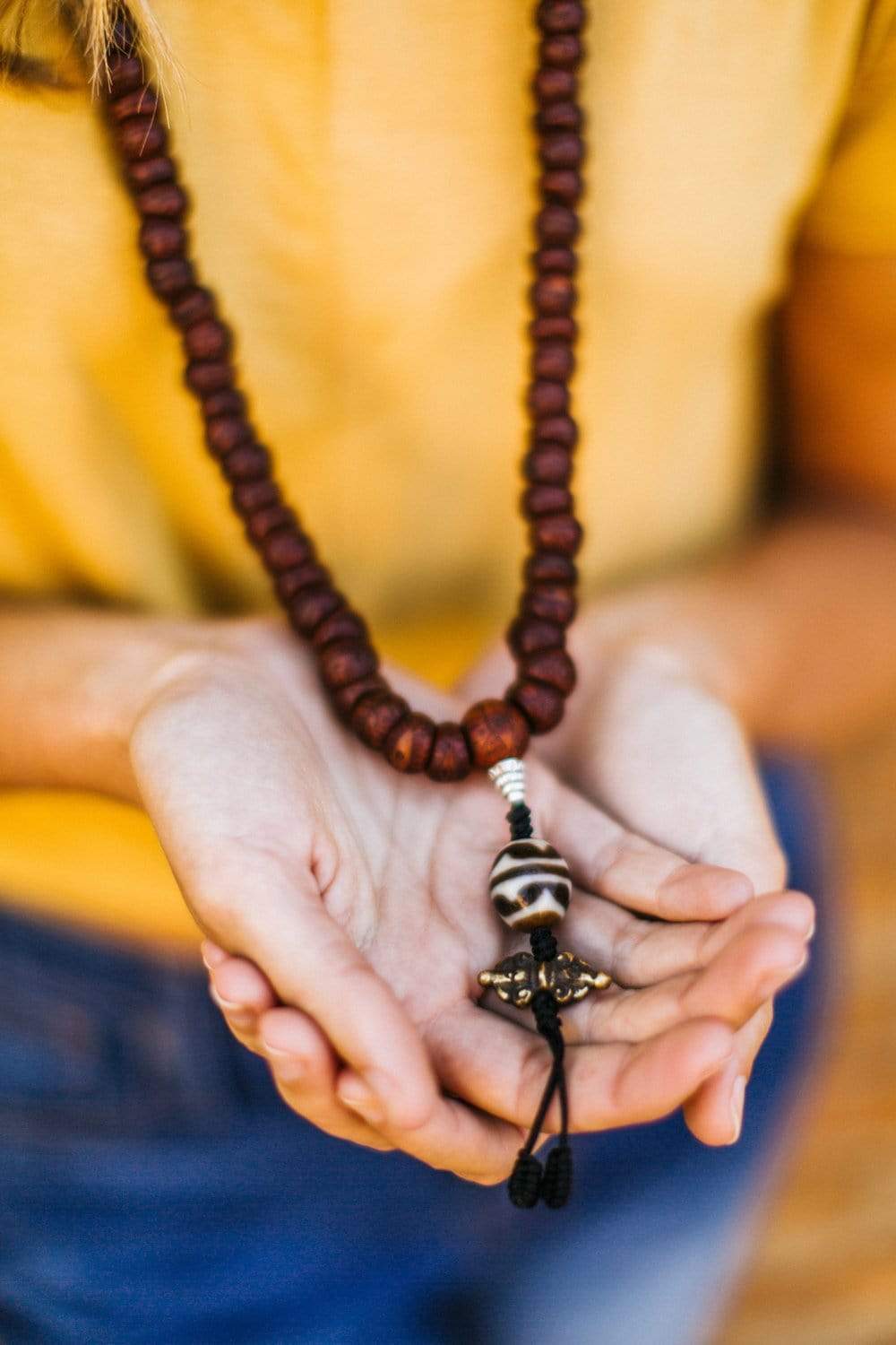 Bodhi and Fortune Wave Dzi Mala - DharmaShop