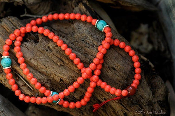 Coral Colored Mala with Spacers - DharmaShop