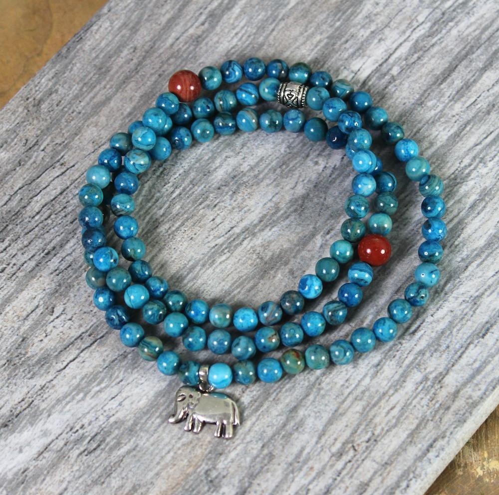 Crazy Lace Elephant Stretchy Mala - DharmaShop