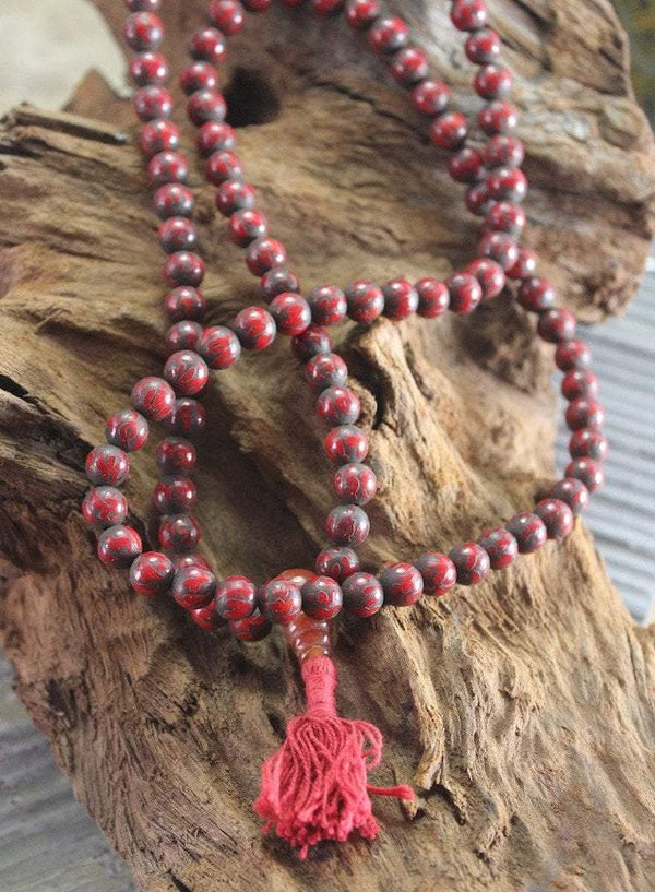 Hand Carved Red Naga Shell Mala - DharmaShop