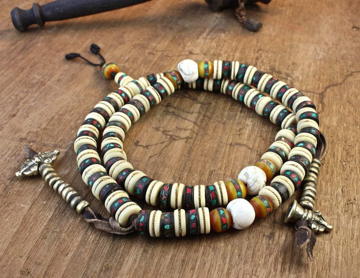Traditional Bone Mala with Counters - DharmaShop