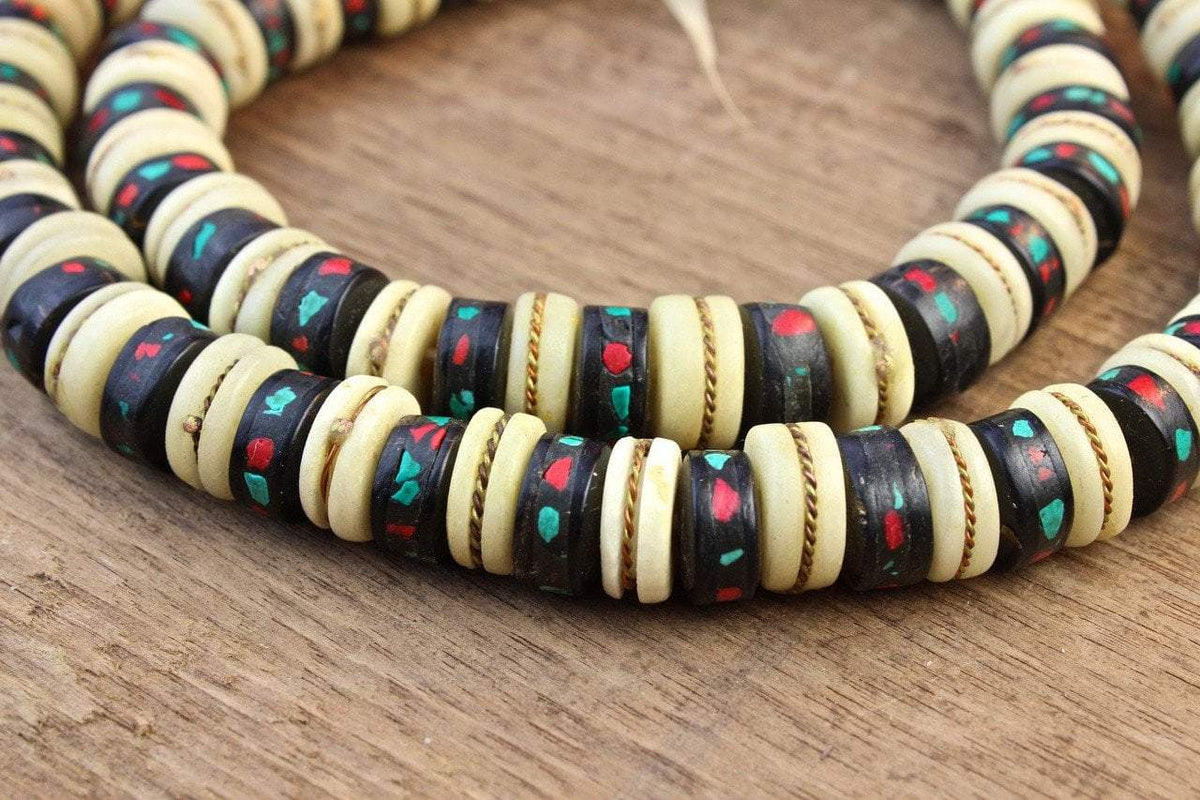 Traditional Inlaid Bone Mala - DharmaShop