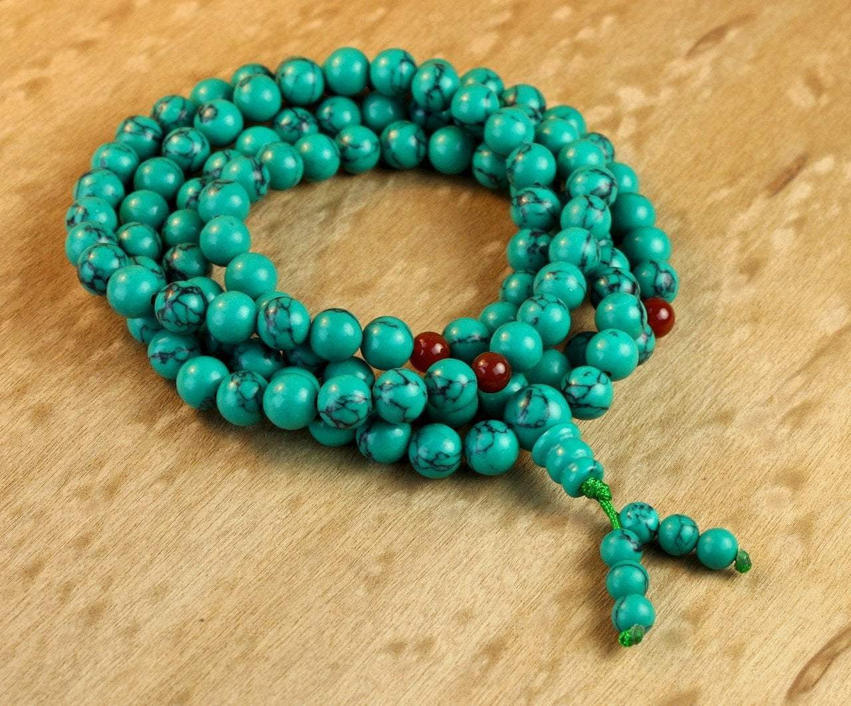 108 Bead Turquoise Mala with Carnelian - DharmaShop