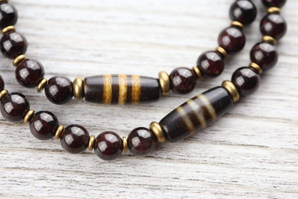 Insect with Bat & Striped Dzi Mala - DharmaShop