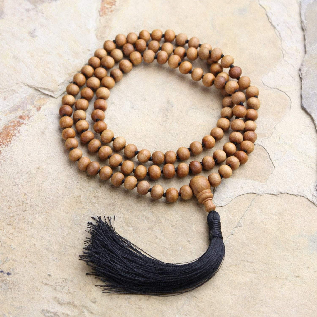 Knotted Natural Wood Bead 108 Mala - DharmaShop
