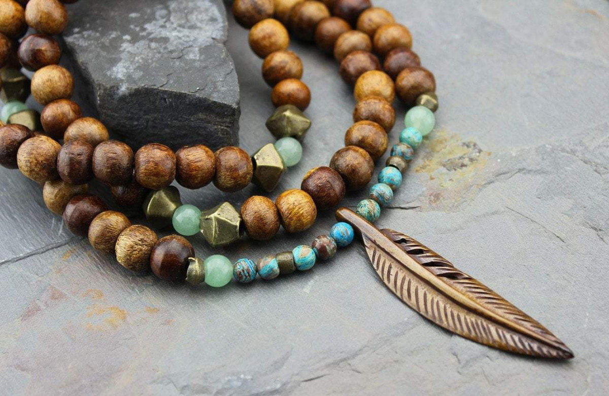 Feathers and Wood Mala - DharmaShop