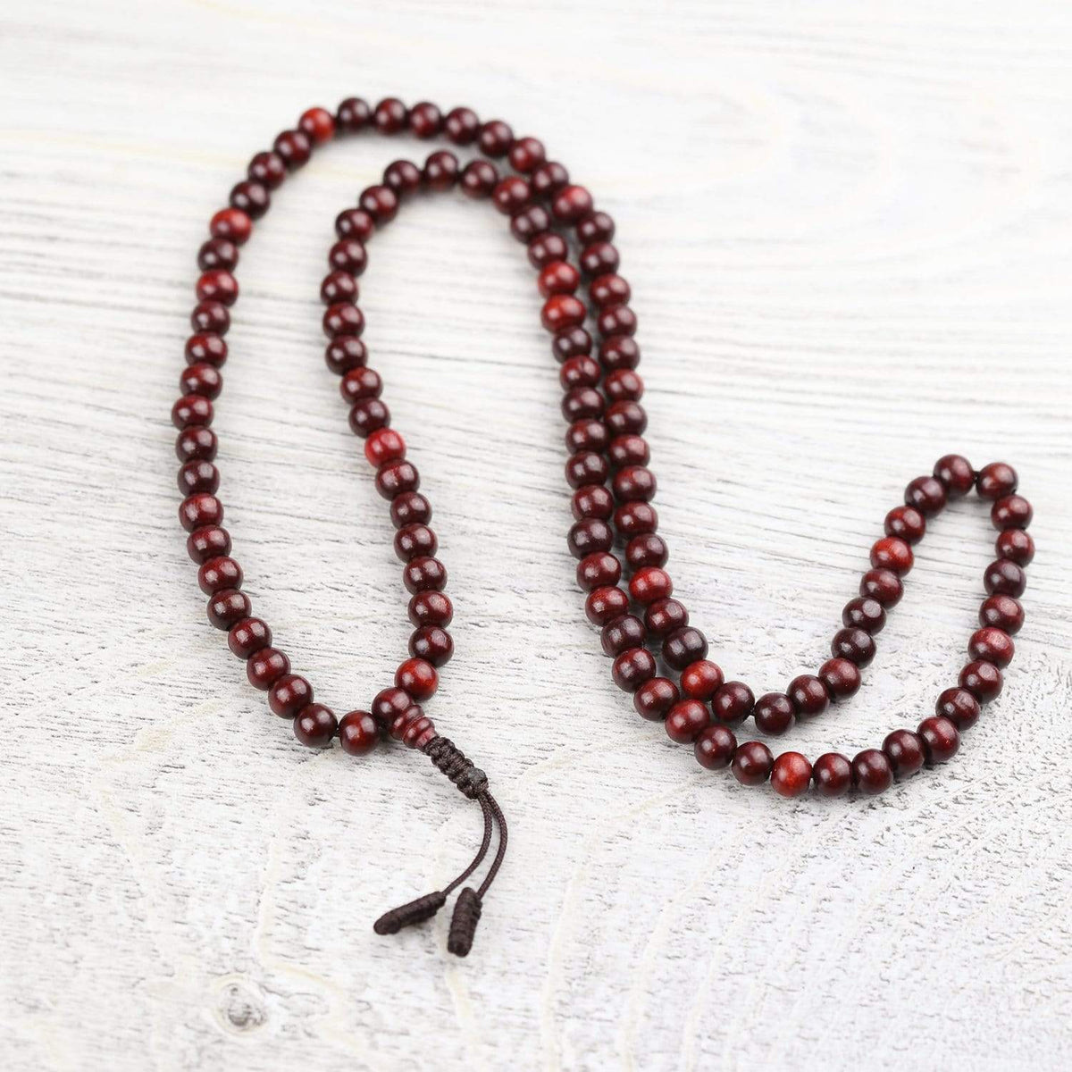 Red Natural Wood Mala - DharmaShop