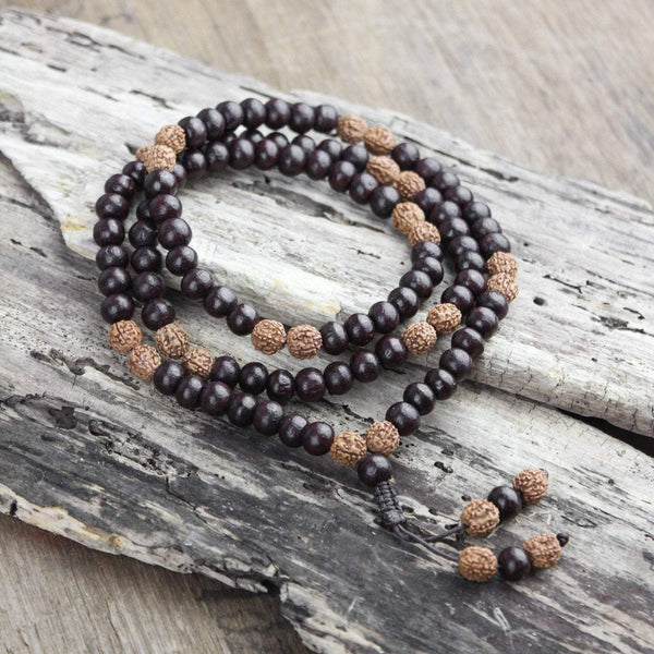 Rosewood and Rudraksha Healing Mala - DharmaShop