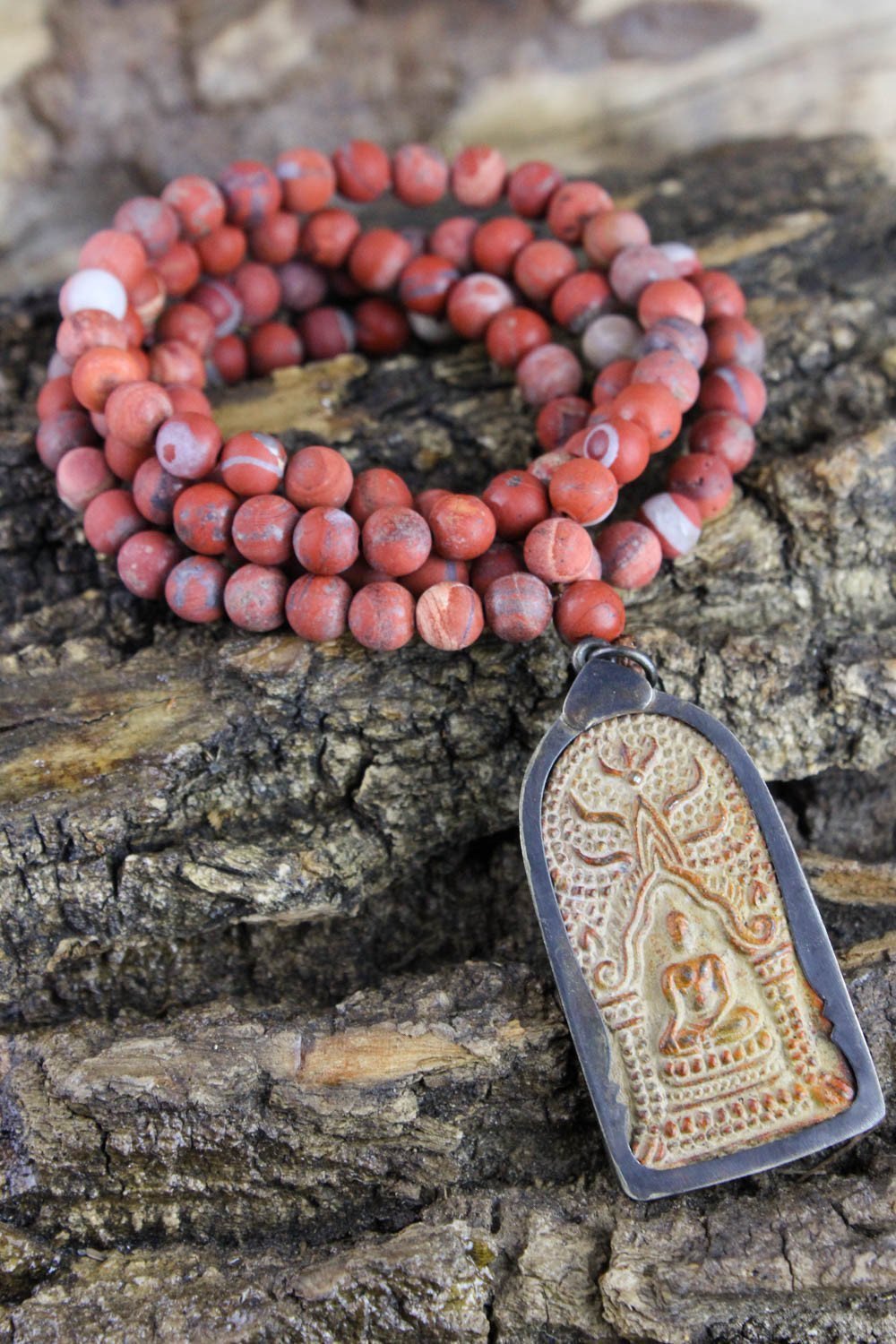 Thai Amulet and Matte Jasper Mala - DharmaShop