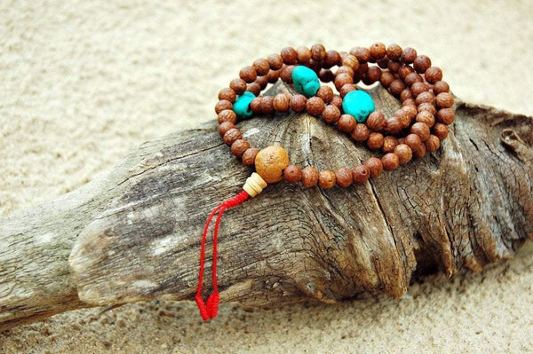 Traditional Tibetan Seed mala with Turquoise - DharmaShop