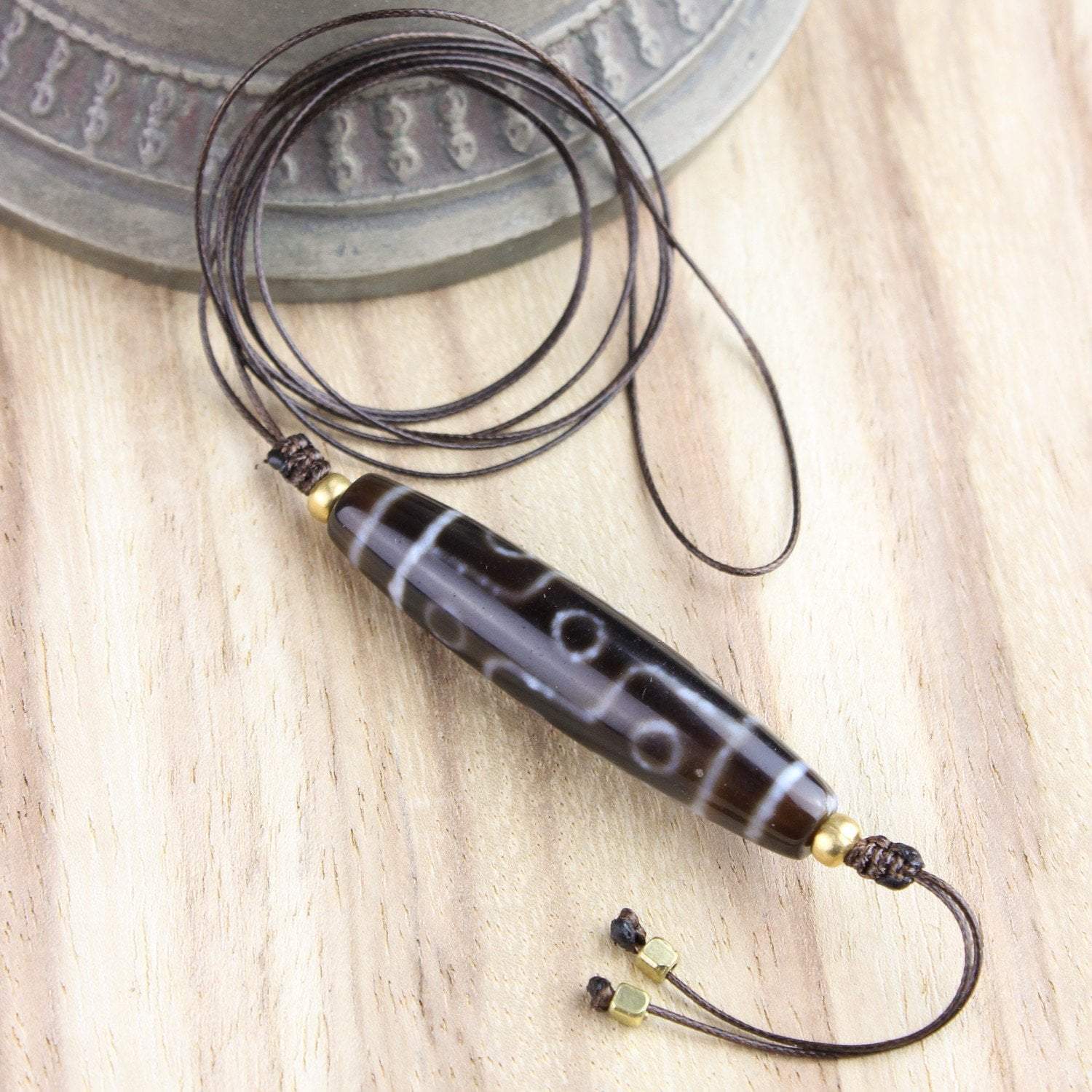 Nine Eye Dzi Bead Transformative Destiny Necklace - DharmaShop