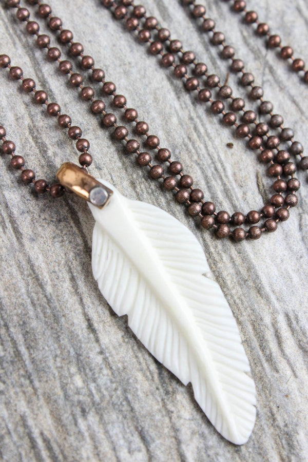 Spiritual Ascension Bone Feather Necklace - DharmaShop