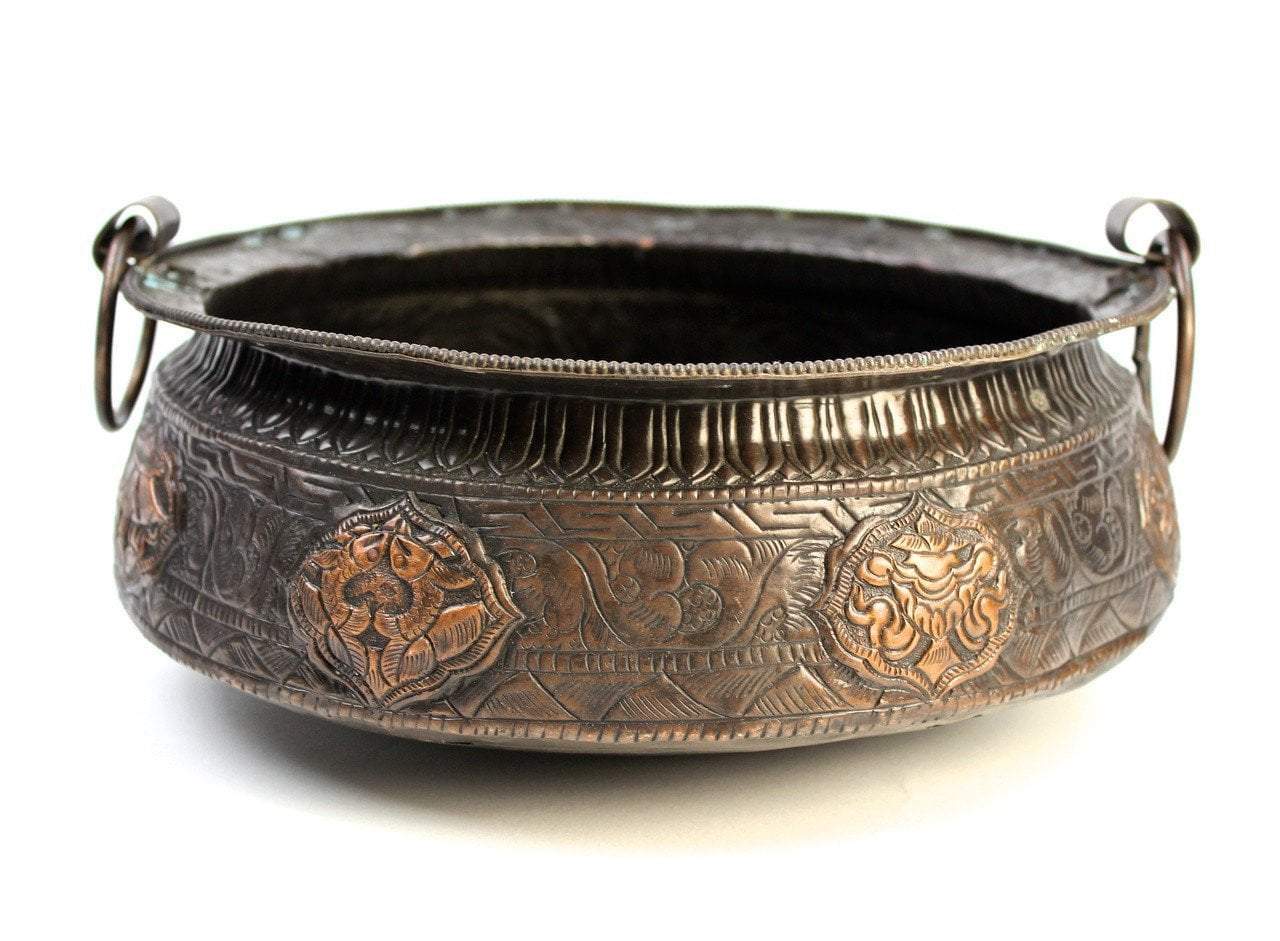 Auspicious Symbols Copper Pot 10 inches - DharmaShop