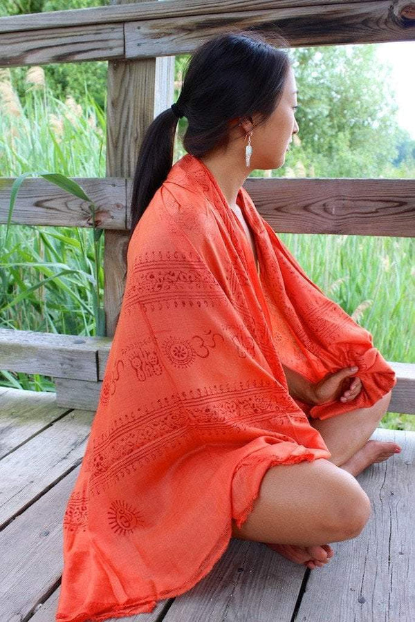 Free Coral OM Prayer Scarf With Order Over $50 - DharmaShop
