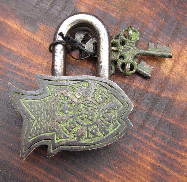 Fish Padlock from Boudhanath Stupa - DharmaShop