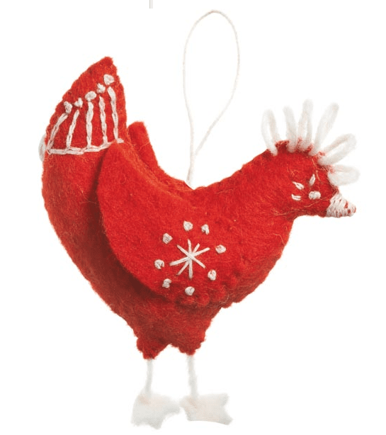 Hand felted Hen Ornament with Snowflakes - DharmaShop