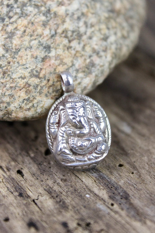 1 Inch Sterling Silver Ganesh Pendant - DharmaShop