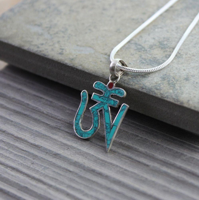 Turquoise Inlaid Om Pendant - DharmaShop