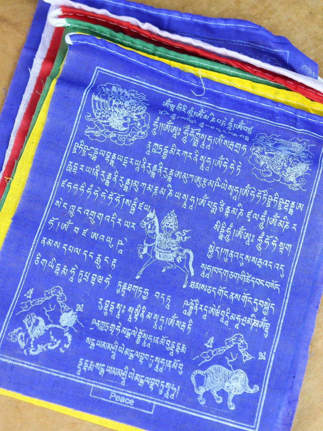 5 Roll Set of Mixed Deity Tibetan Prayer Flags - DharmaShop