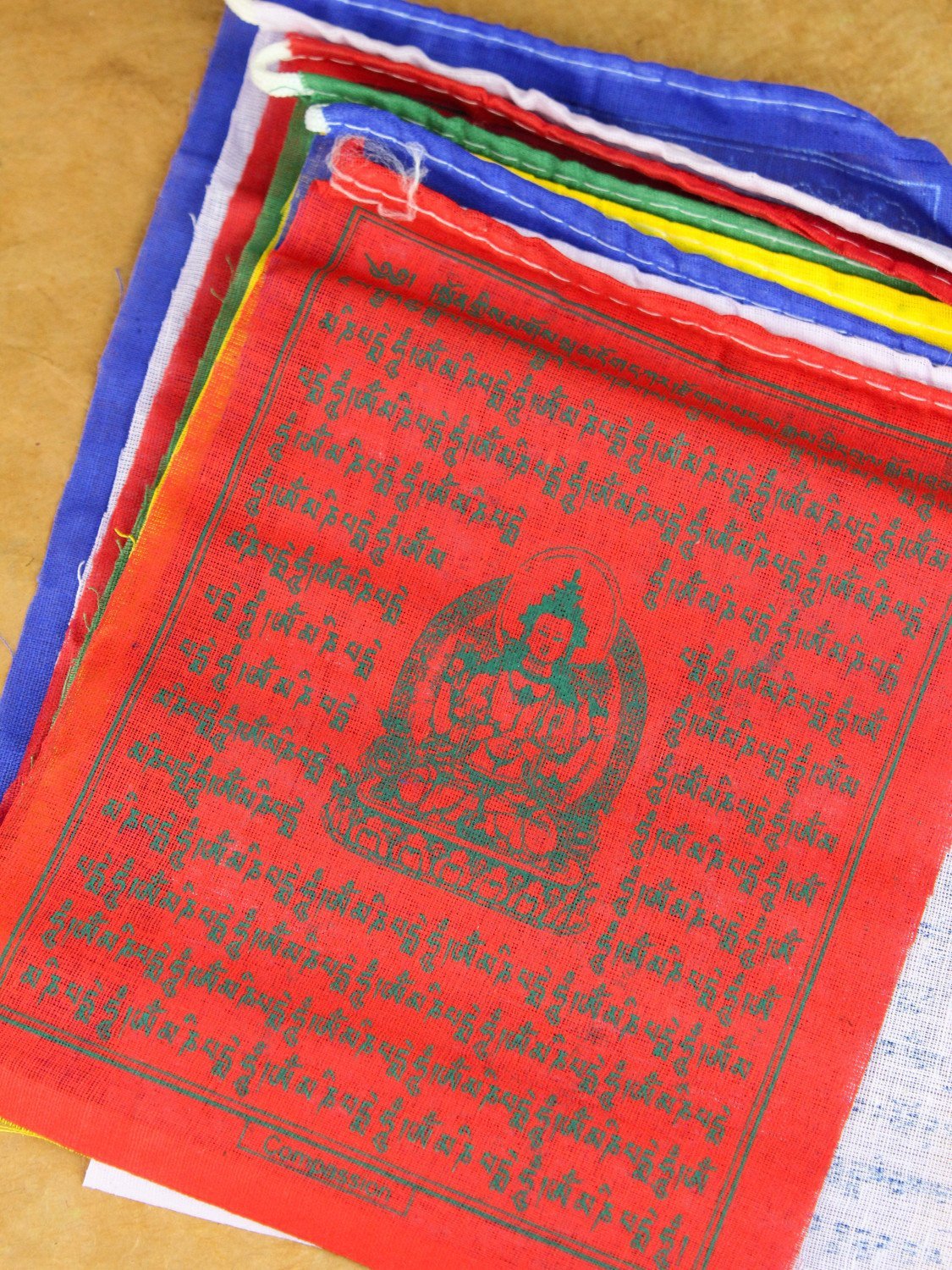 5 Roll Set of Mixed Deity Tibetan Prayer Flags - DharmaShop