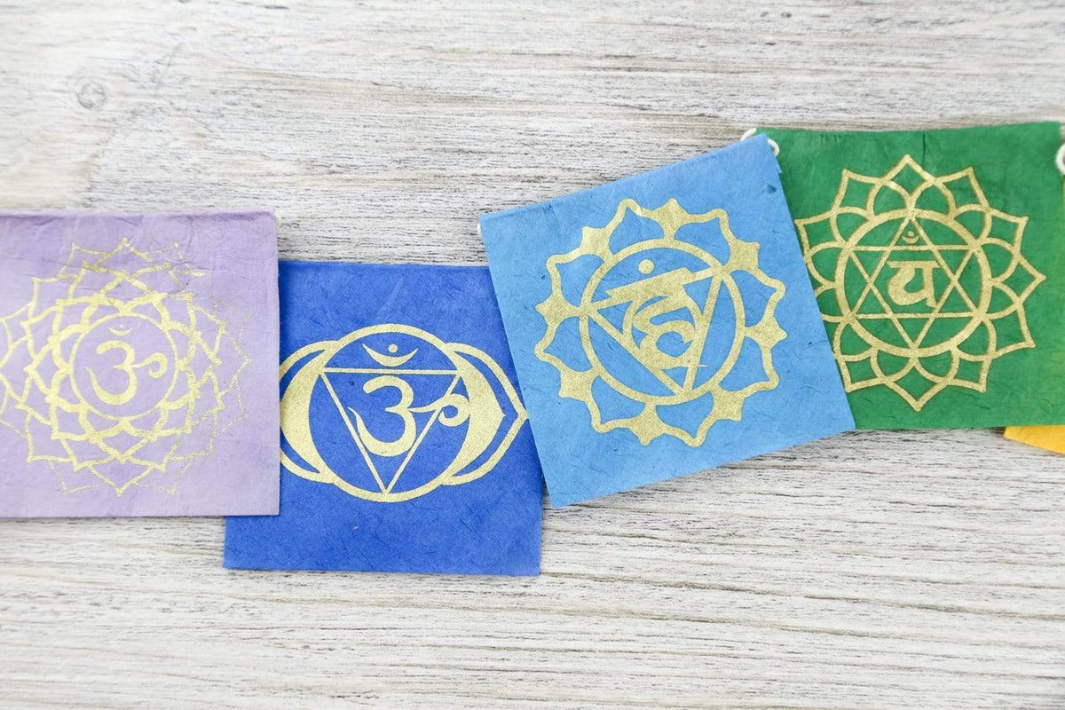 7 Chakra Lokta Paper Prayer Flags - DharmaShop
