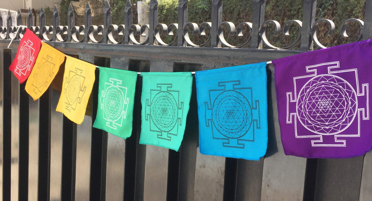 7 Chakra Sacred Geometry Prayer Flags - DharmaShop