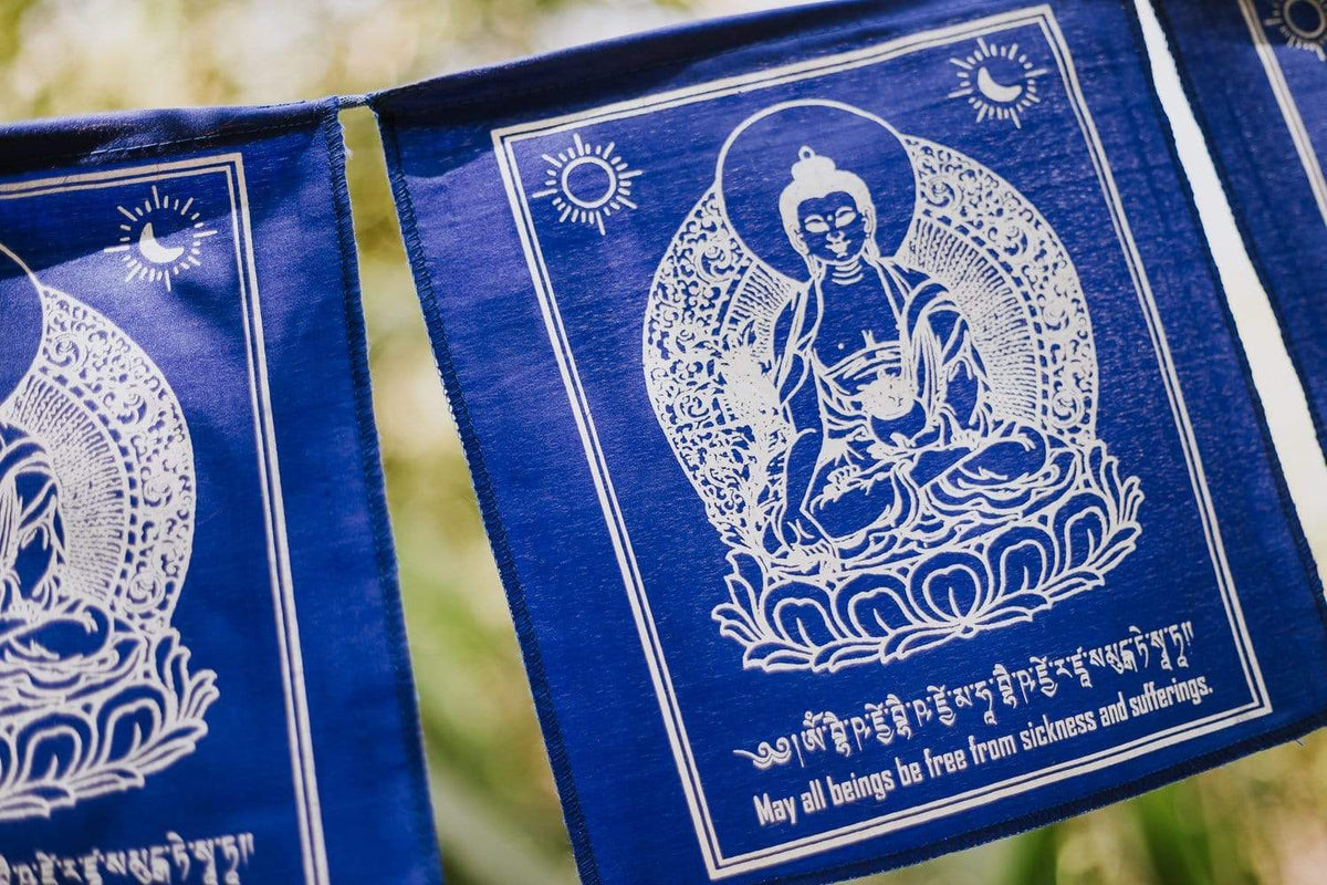 Healing Blue Buddha Prayer Flags - DharmaShop