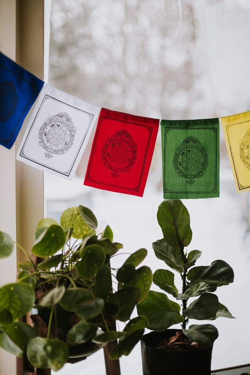 Wheel of Life Tibetan Astrology Prayer Flags - DharmaShop