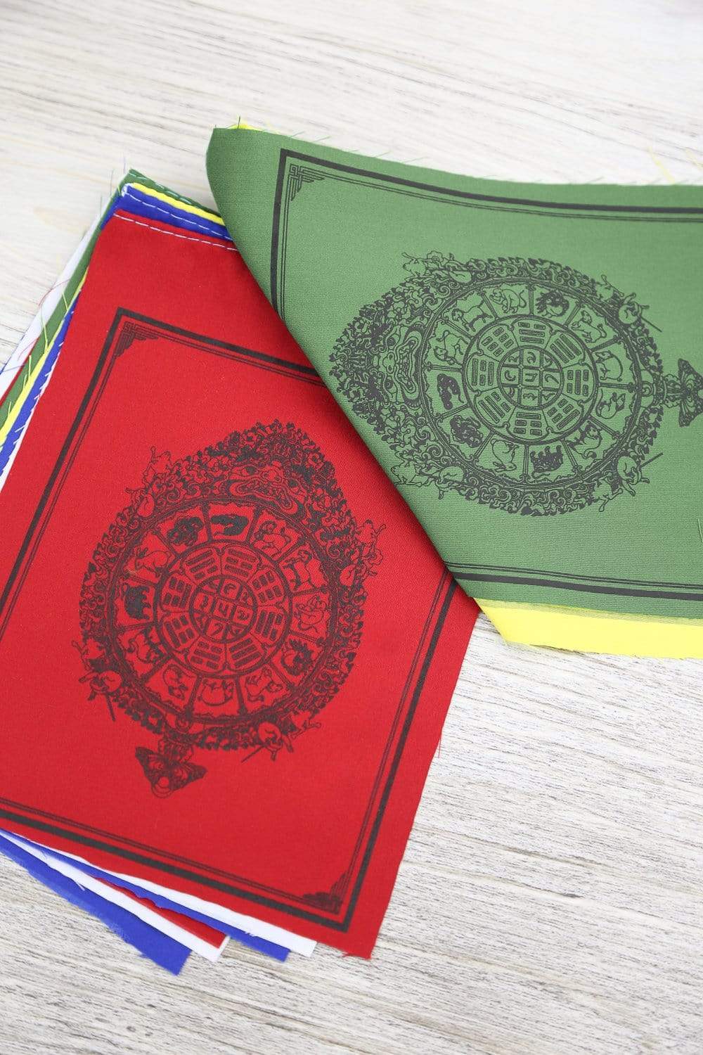Wheel of Life Tibetan Astrology Prayer Flags - DharmaShop