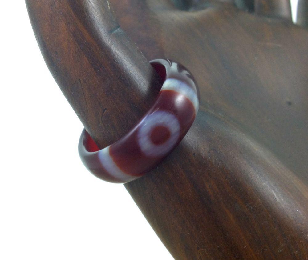 Agate Dzi Ring Hand-Carved in Nepal - DharmaShop