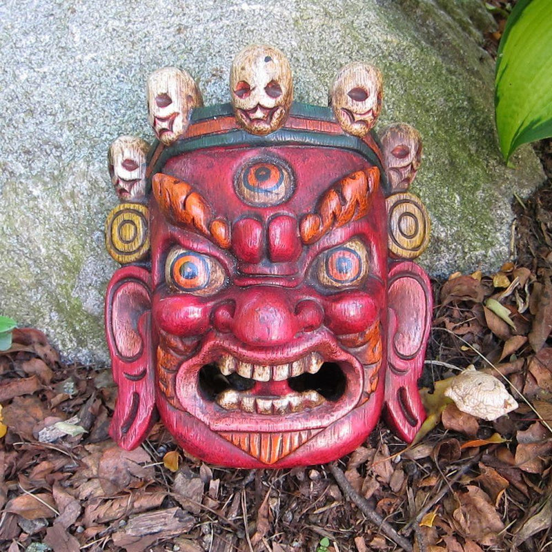 Hand printed Carved Mahakala Mask - DharmaShop