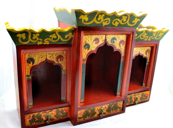 Three Compartment Wooden Altar Box - DharmaShop